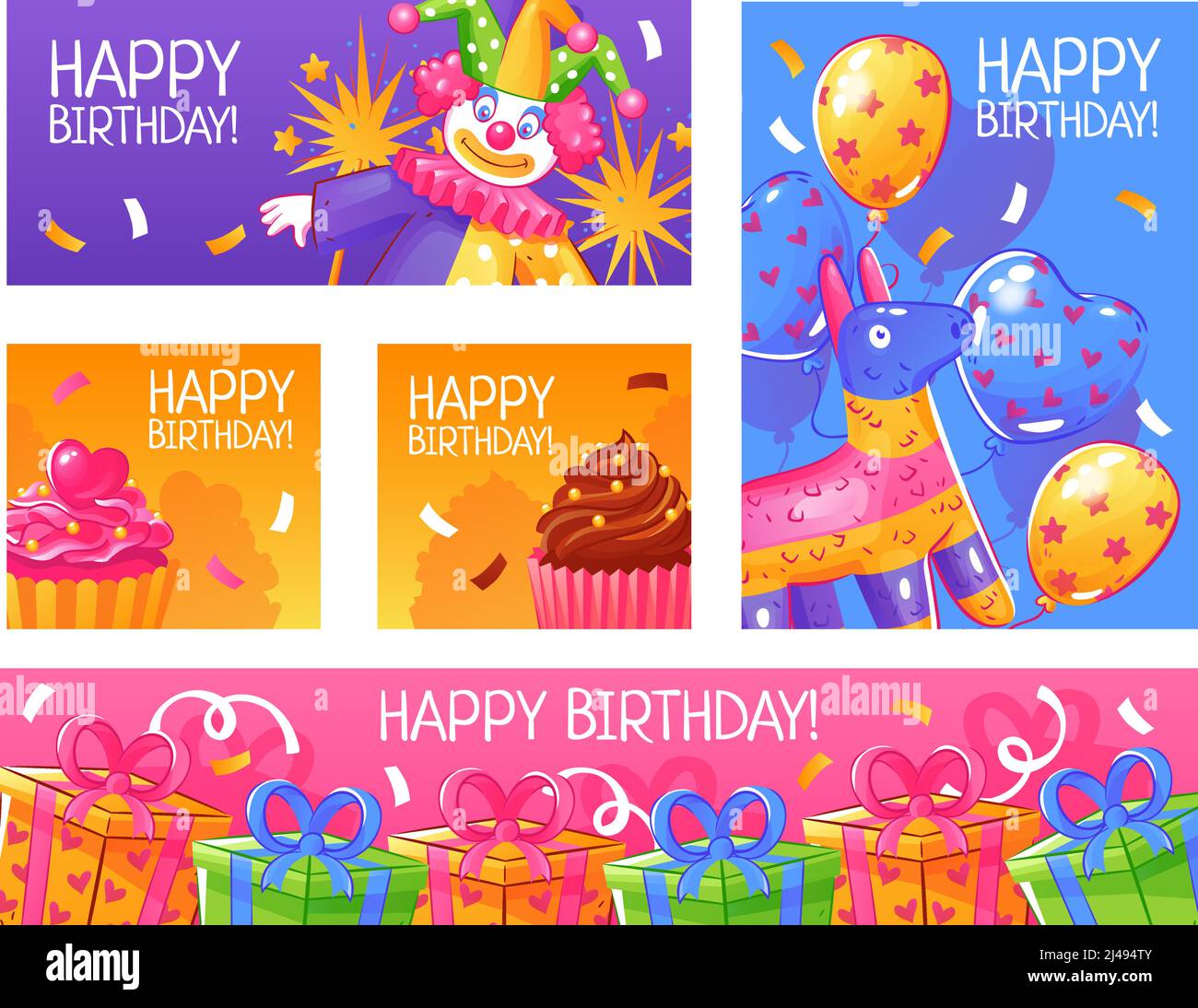Happy birthday greeting party invitation funny cards banners collection ...