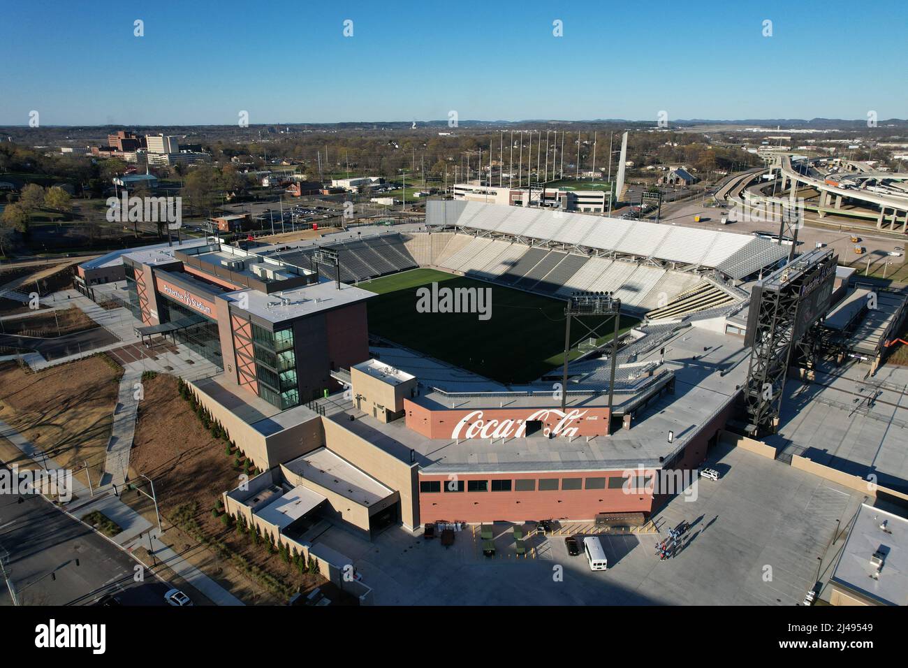 An aerial view of Protective Stadium, Thursday, Mar 10, 2022, in ...