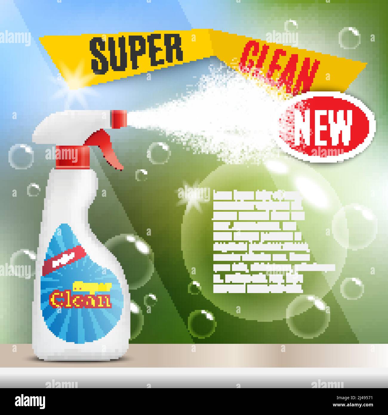 Spray for window cleaning composition with realistic image of window ...