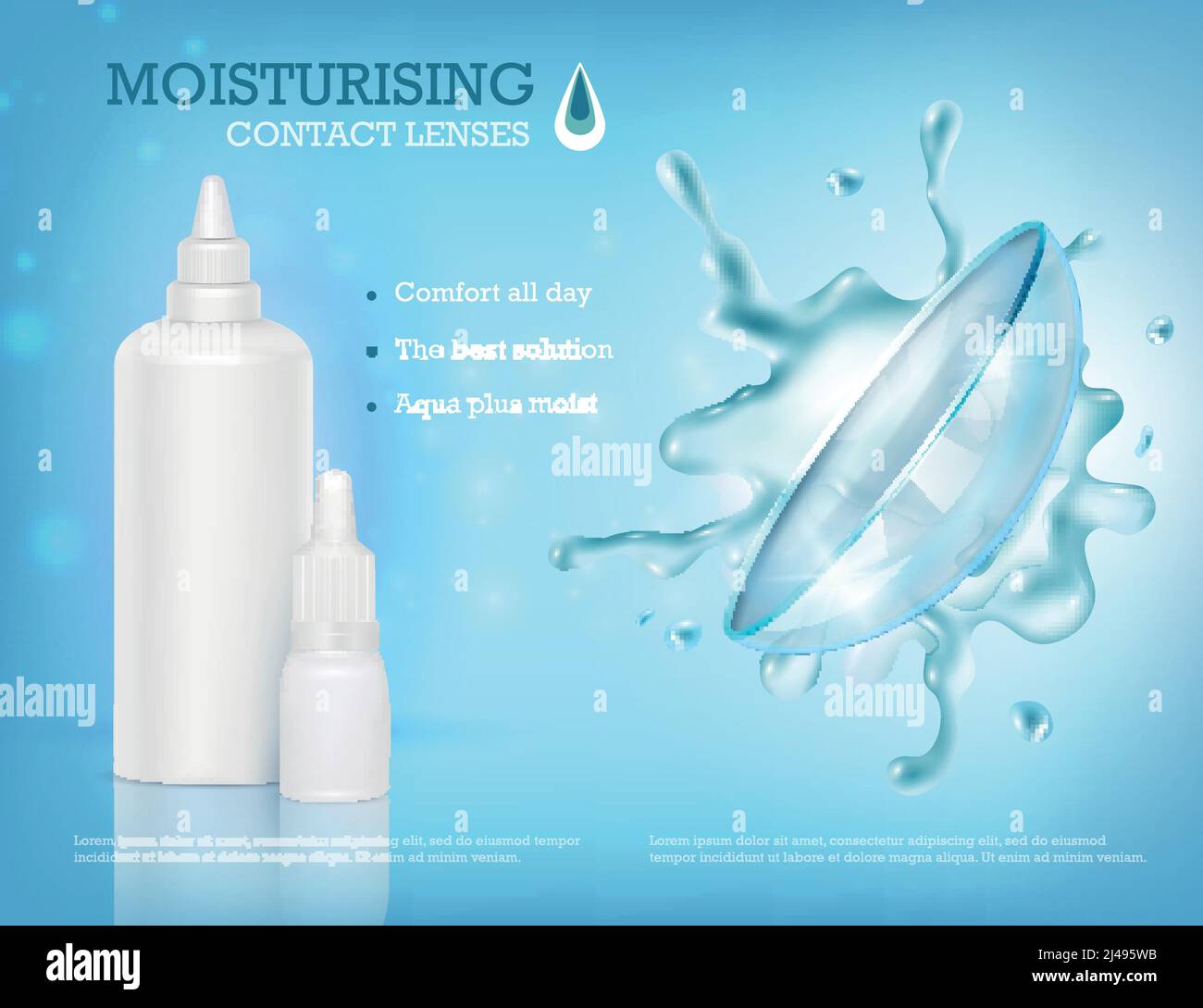 Eye lenses advertising composition with realistic images of plastic ...