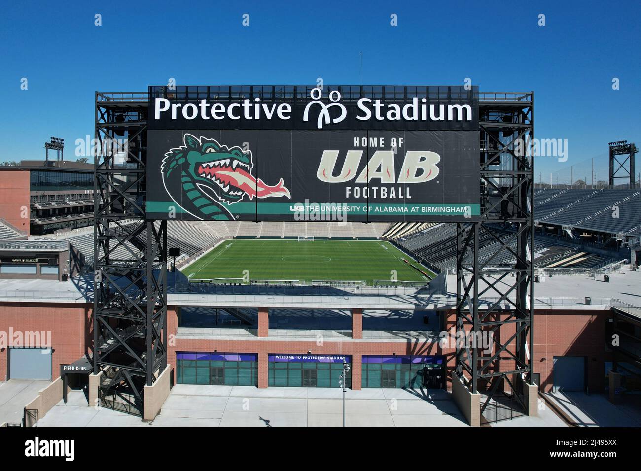 An aerial view of Protective Stadium scoreboard, Sunday, Mar. 13, 2022 ...