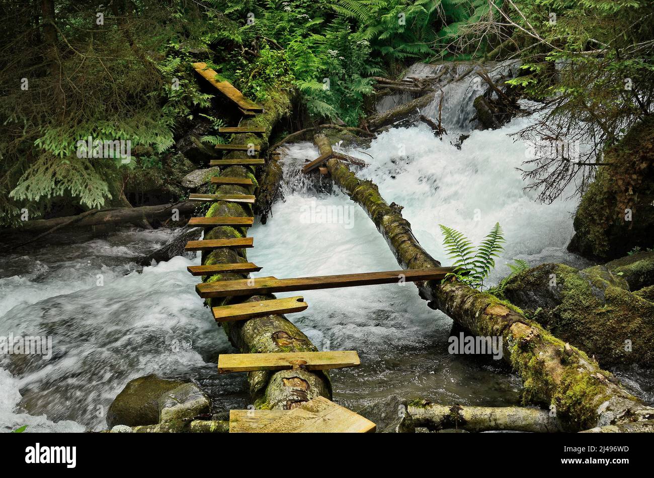 Austria, Tyrol, kind of bridge over mountain creek Stock Photo - Alamy