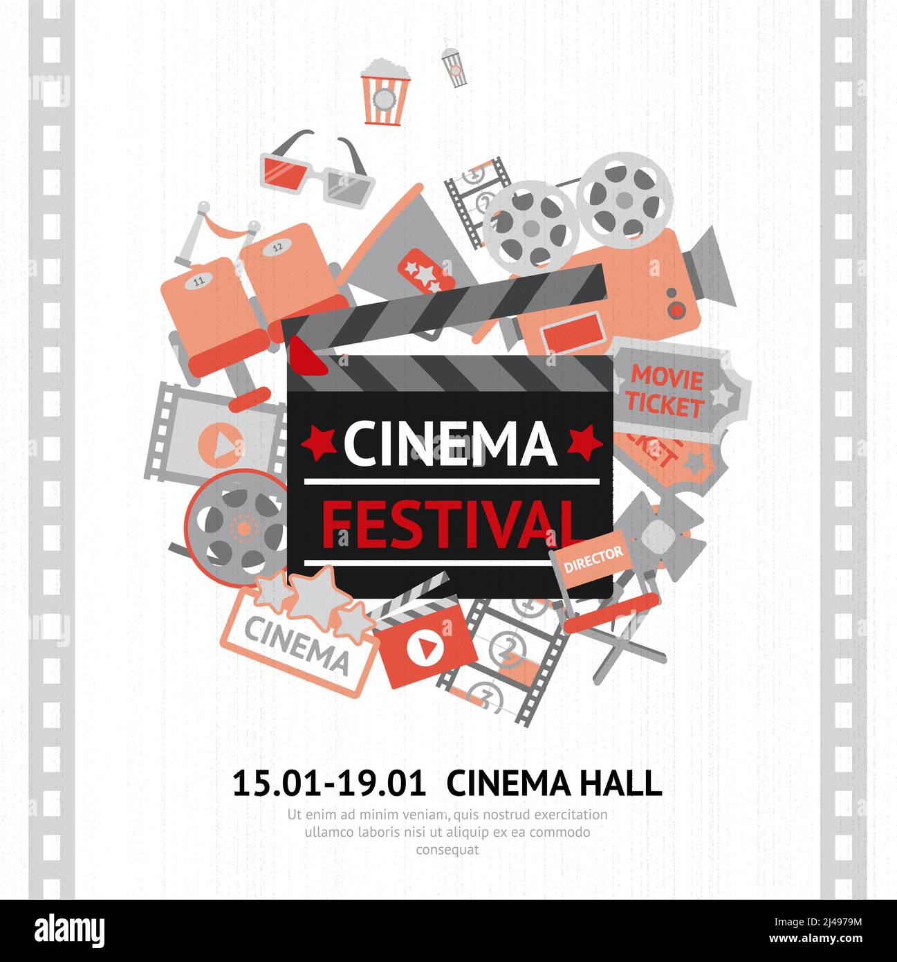 Cinema festival poster with filmmaking business and entertainment ...