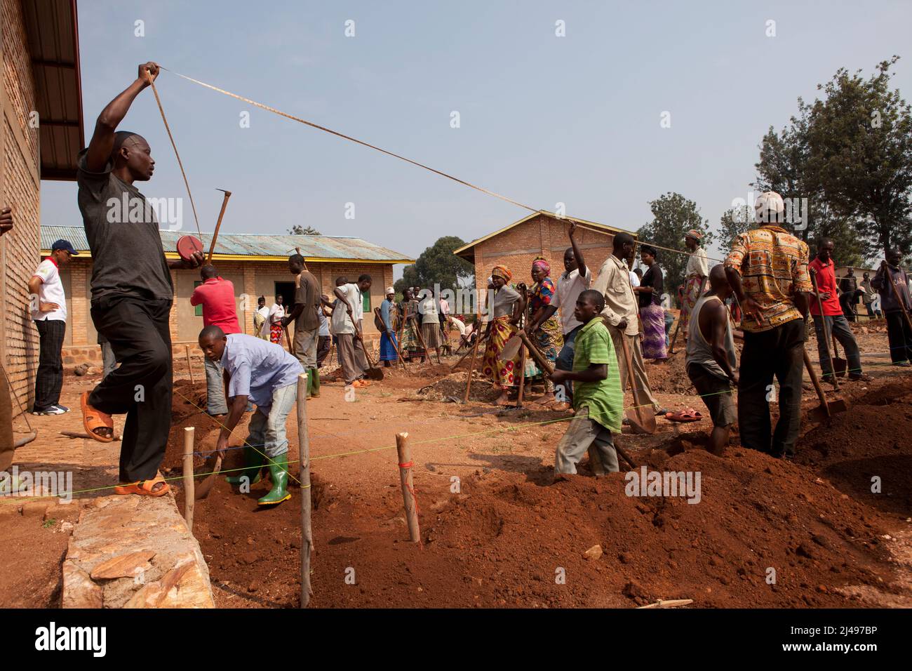 Umuganda monthly community service. Here they are working on ...