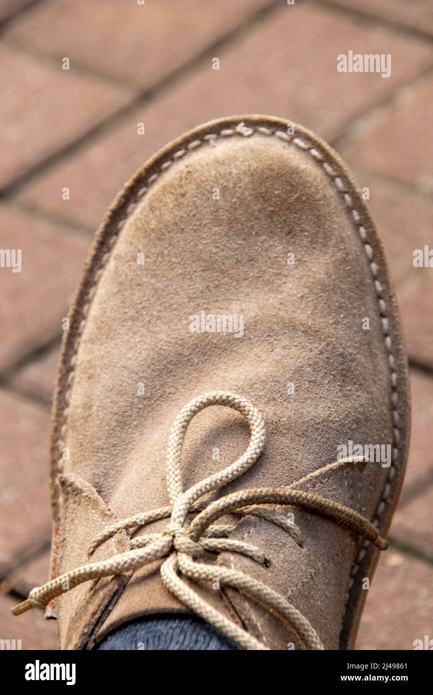 Traditional South African velskoen isolated in vertical format Stock ...