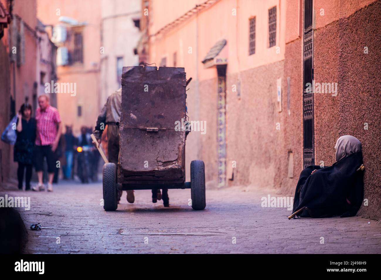 Marrakesh, Morocco - April 22,2022:: Beggars and the homeless on the ...