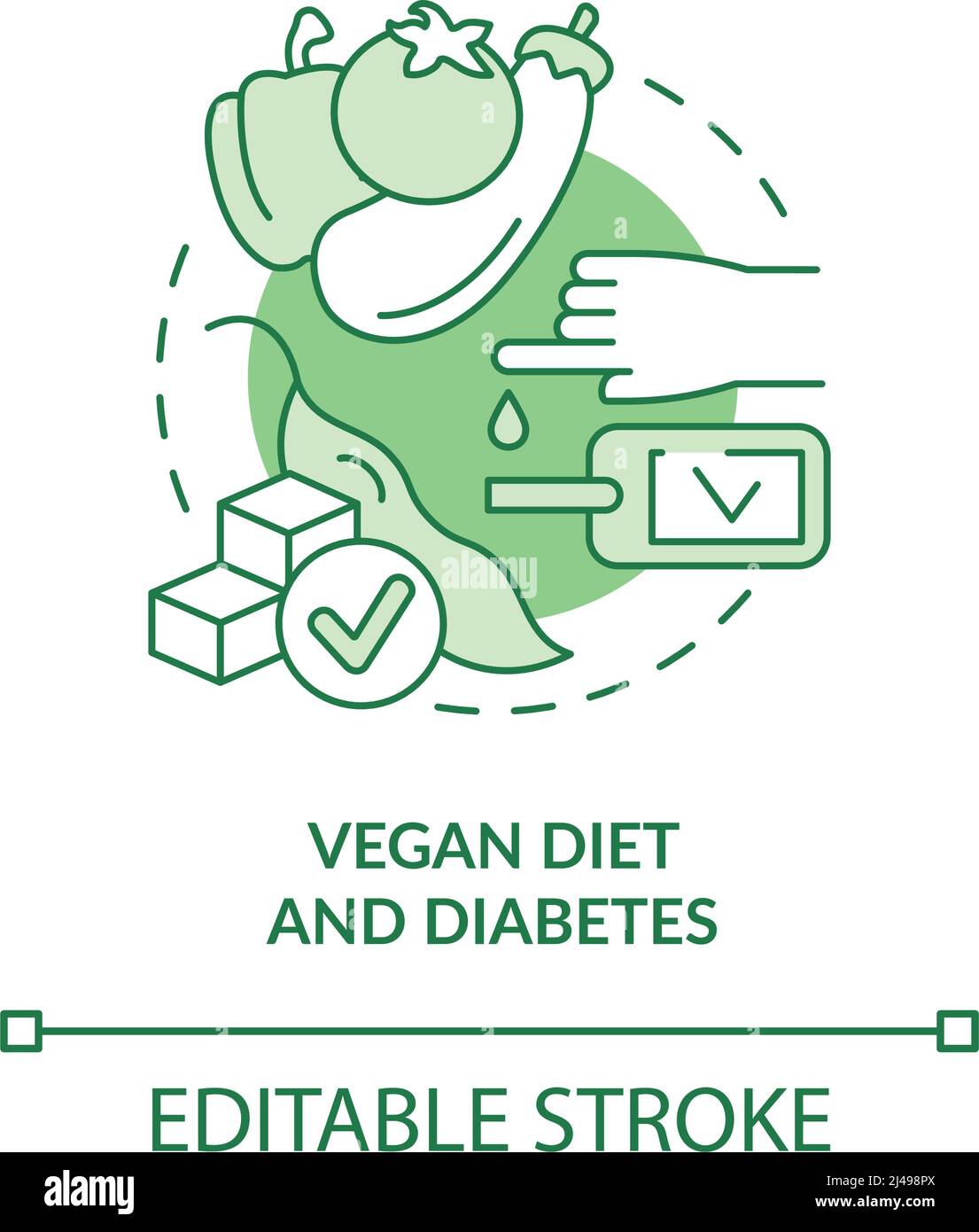 Vegan diet and diabetes green concept icon Stock Vector Image & Art - Alamy