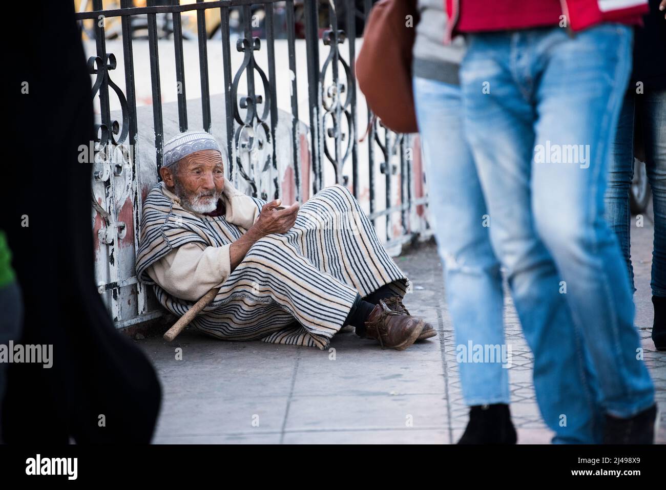 Marrakesh, Morocco - April 22,2022:: Beggars and the homeless on the ...