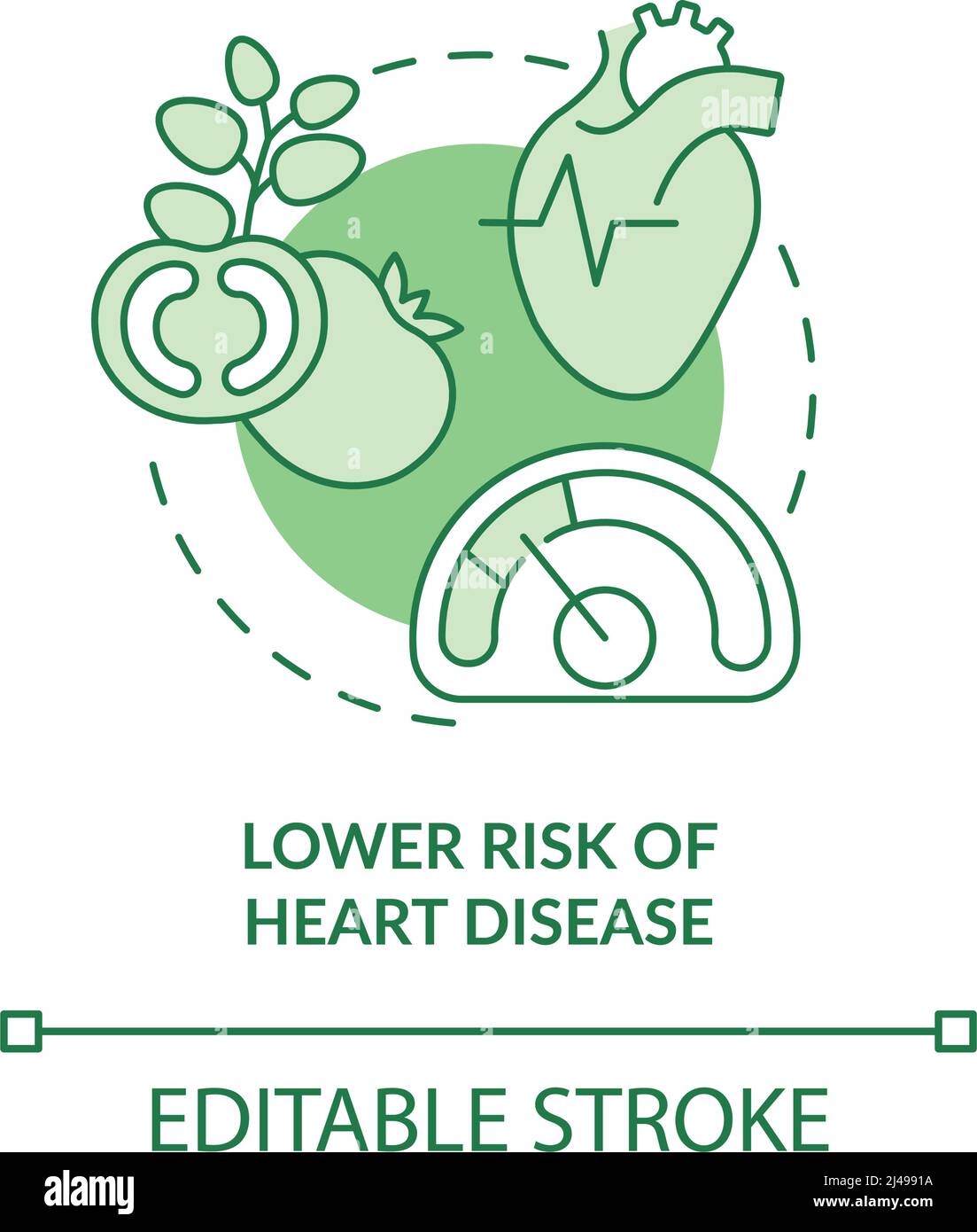 Lower risk of heart disease green concept icon Stock Vector Image & Art ...