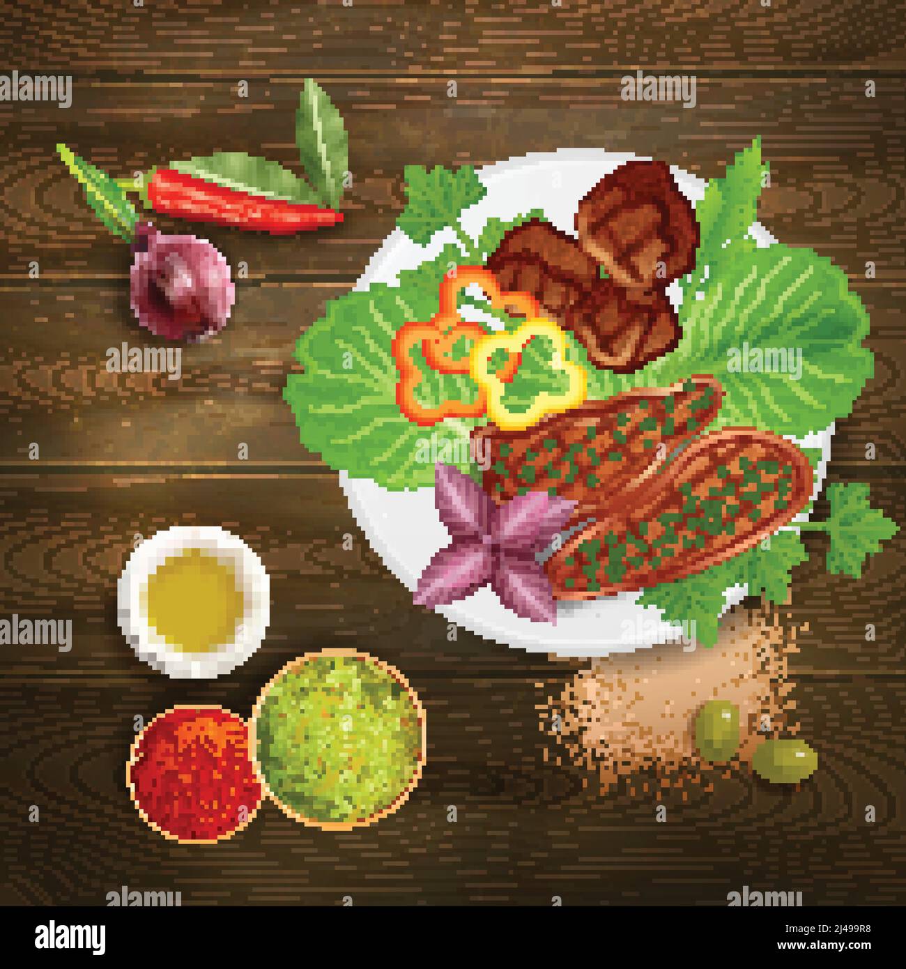 Condiments on restaurant table Stock Vector Images - Alamy