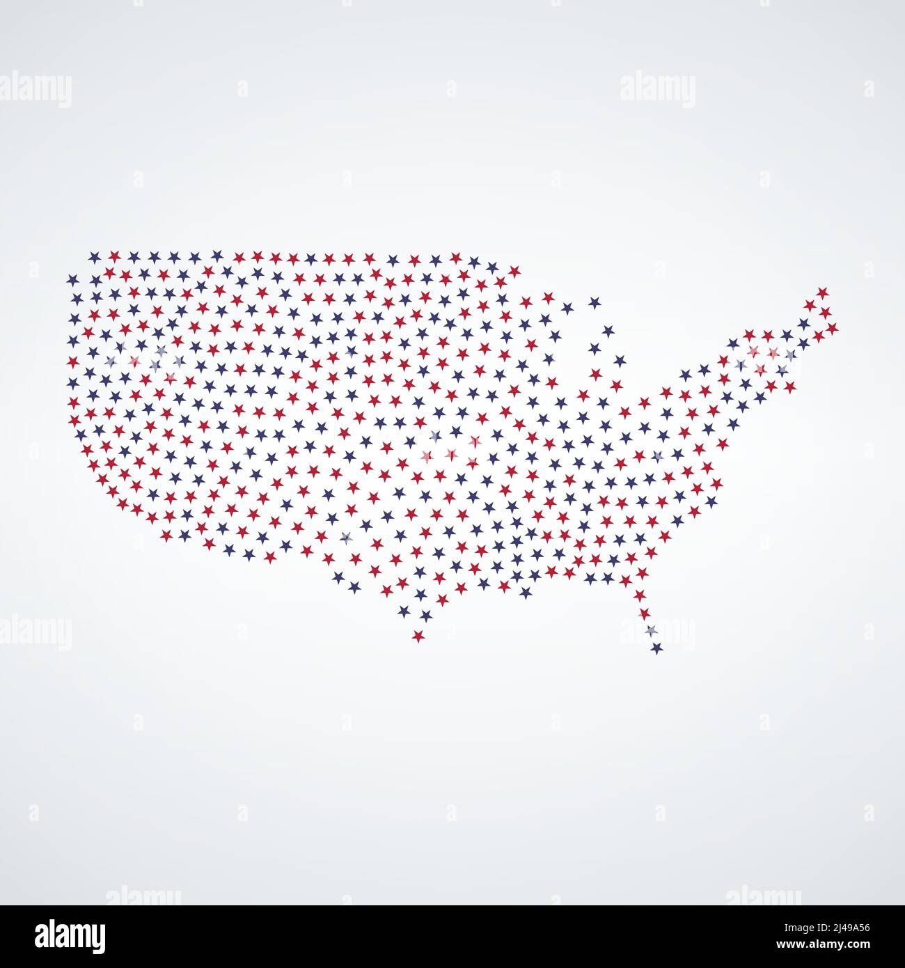 Abstract map of the United States created from blue and red stars ...