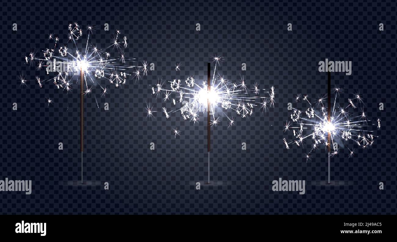 Bengal lights pyrotechnics realistic set on transparent background with ...