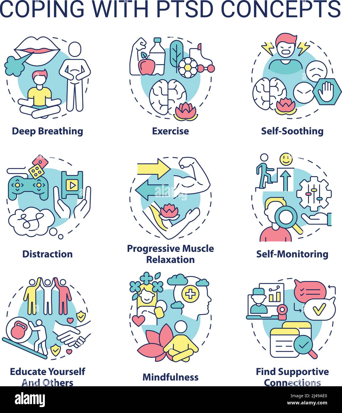 Coping with PTSD concept icons set Stock Vector Image & Art - Alamy