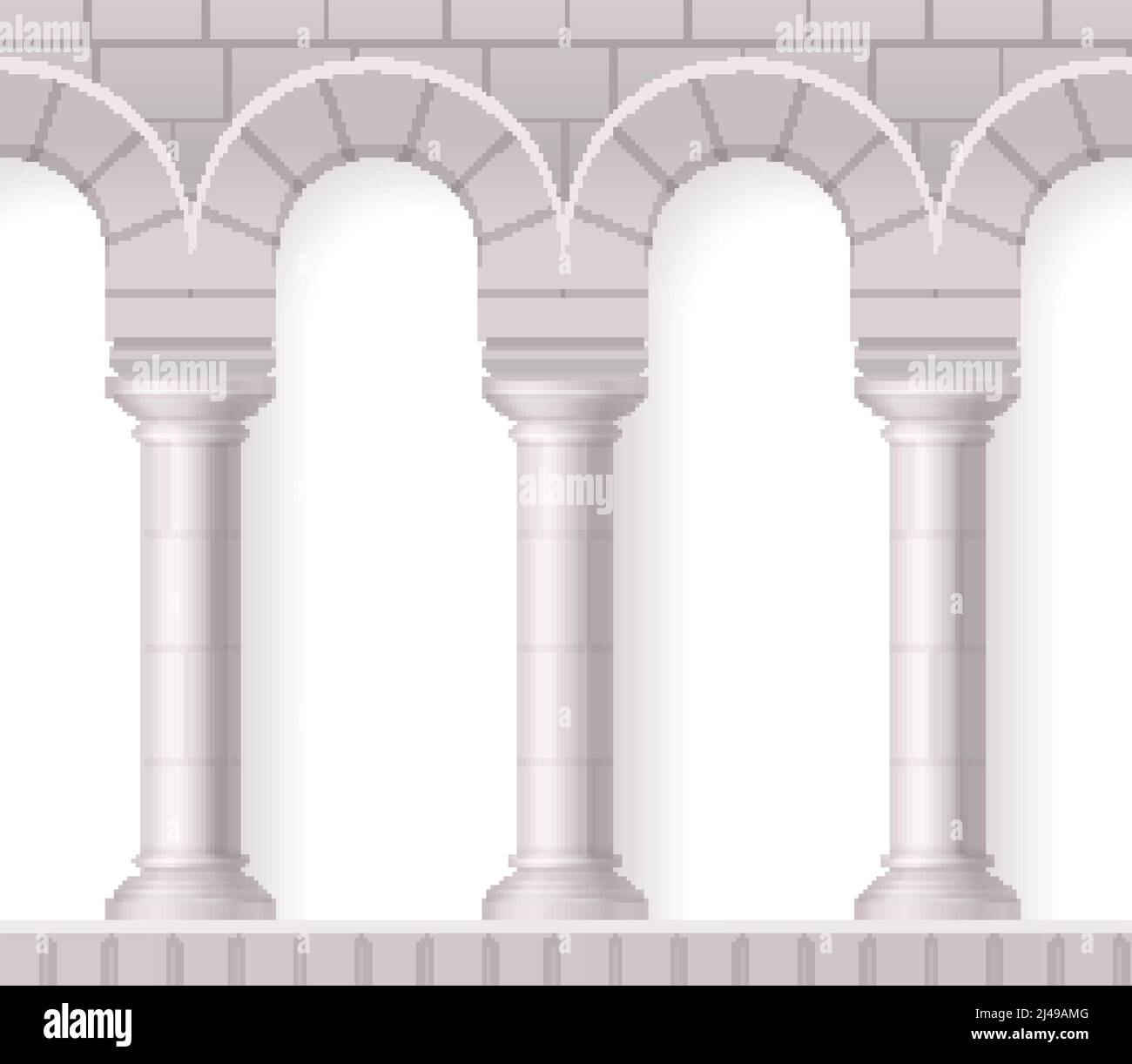 Antique white columns realistic composition with classic architectural ...