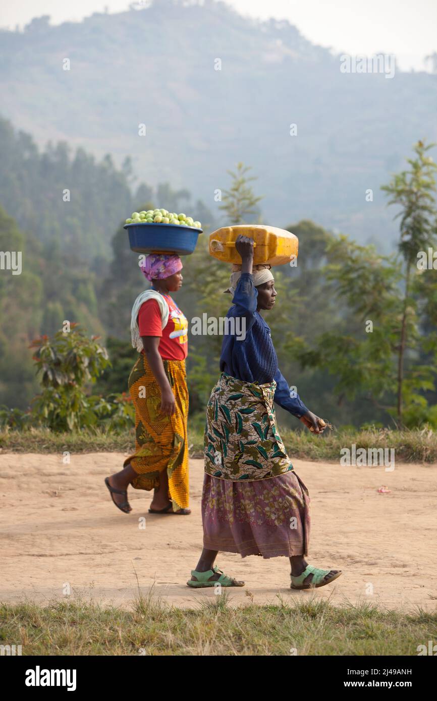 People bring their goods to Bushoka village market, Gasiza cell ...