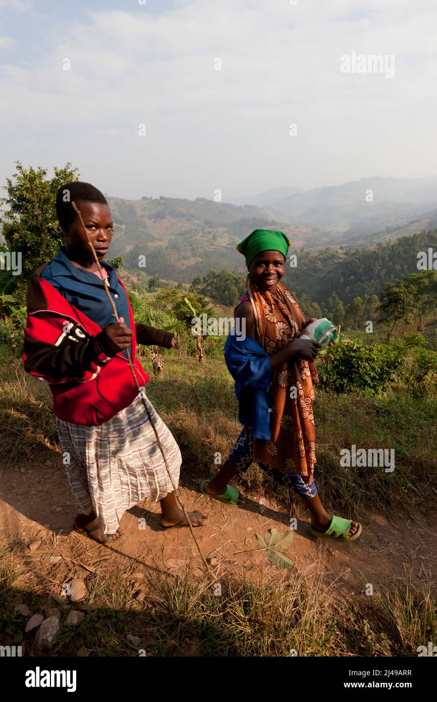 People bring their goods to Bushoka village market, Gasiza cell ...