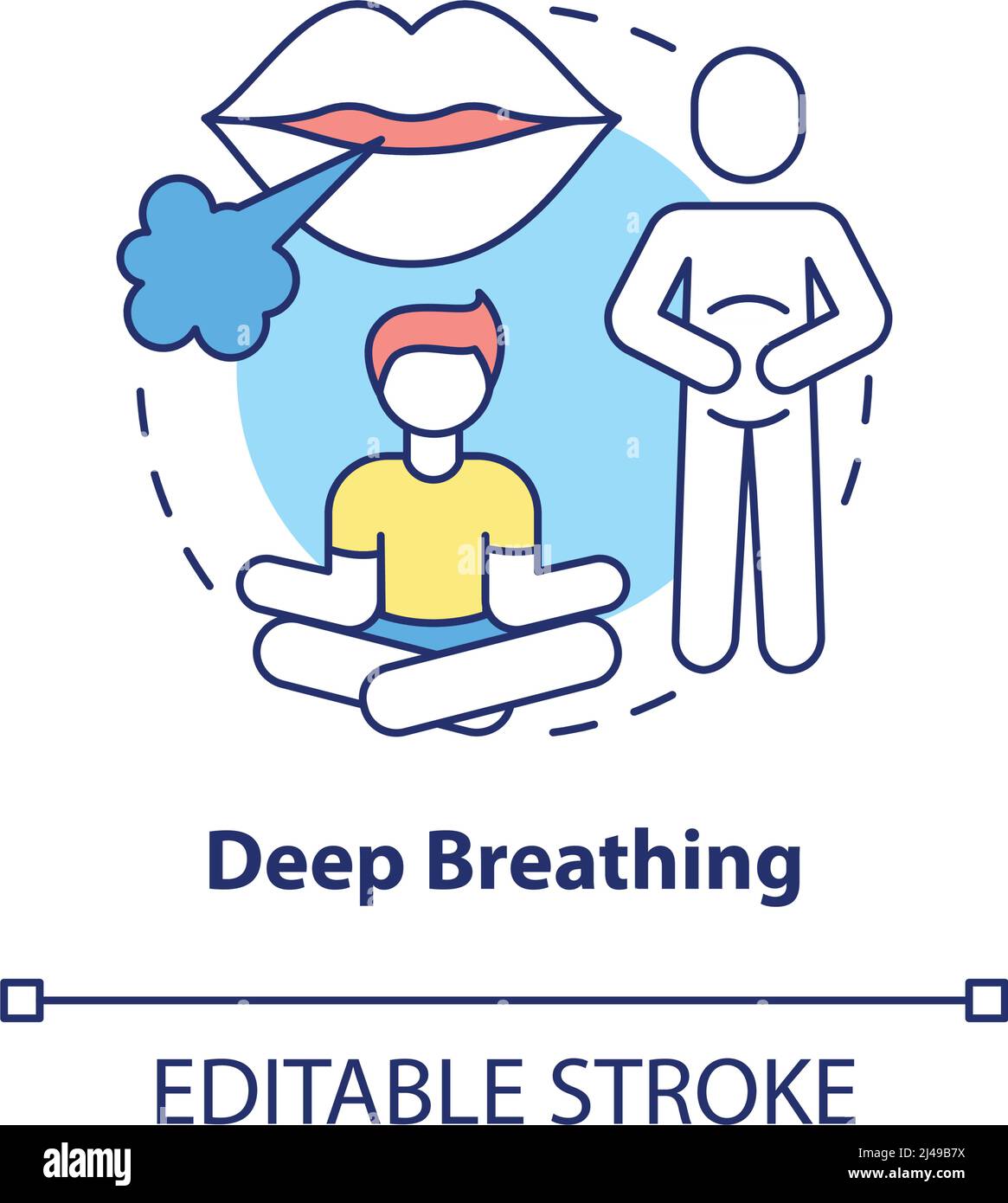 Deep breathing concept icon Stock Vector Image & Art - Alamy