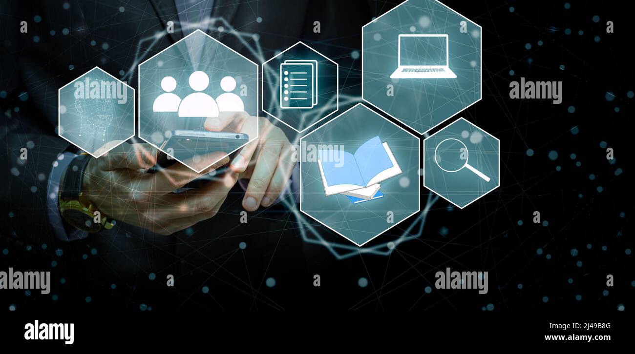 Concept of digital screen, virtual connection icon,diagram, graph ...