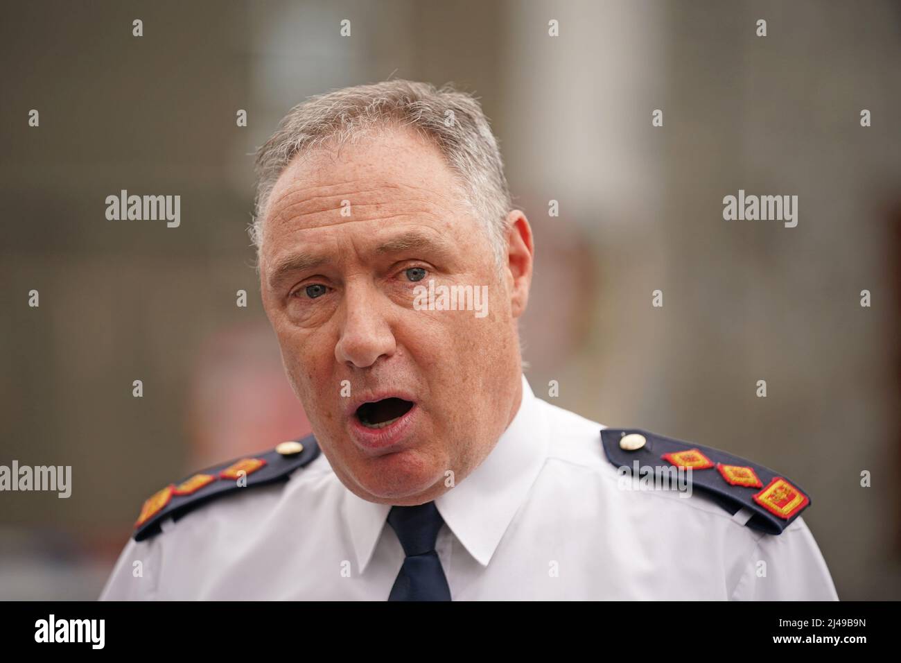 Garda superintendent Aidan Glacken speaking to the media outside Sligo ...