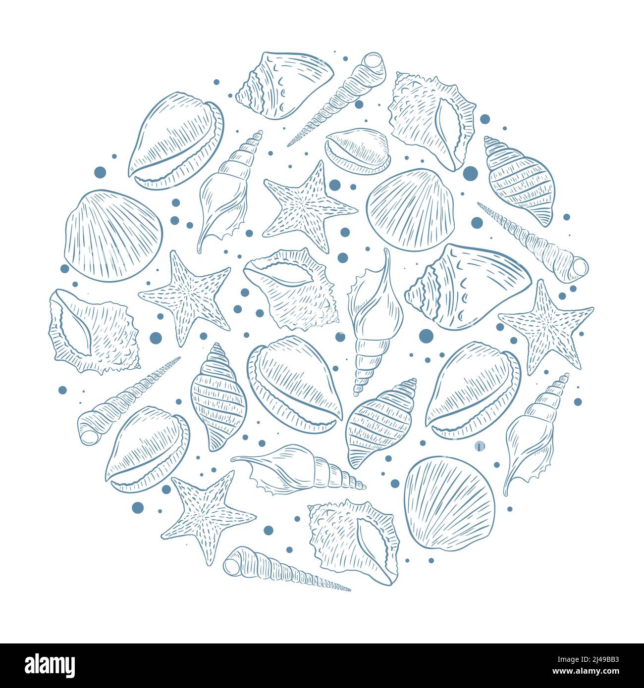 Seashells round template vector illustration Stock Vector Image & Art ...