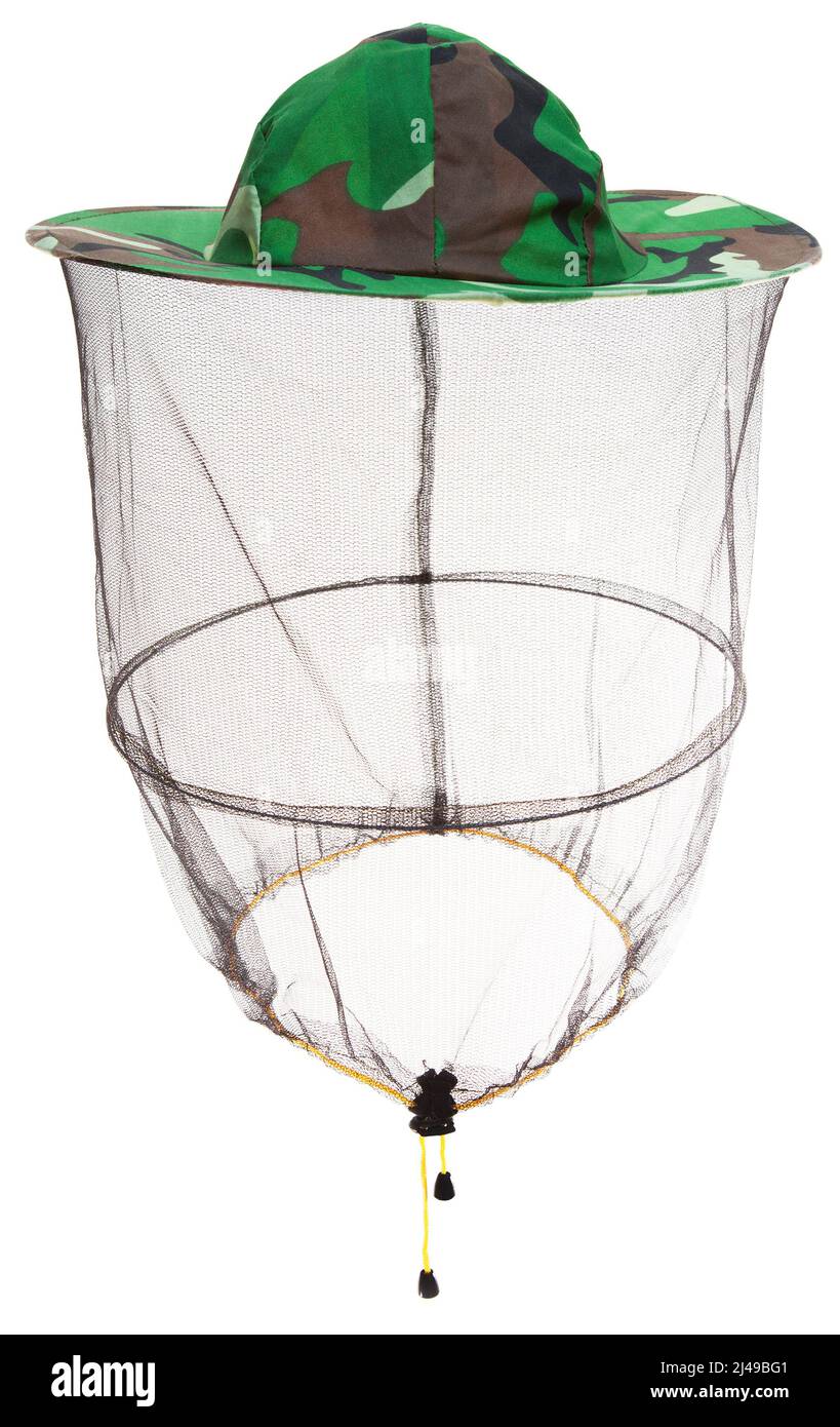 Mosquito Insect Protection Safety Mesh Hat over White Stock Photo - Alamy