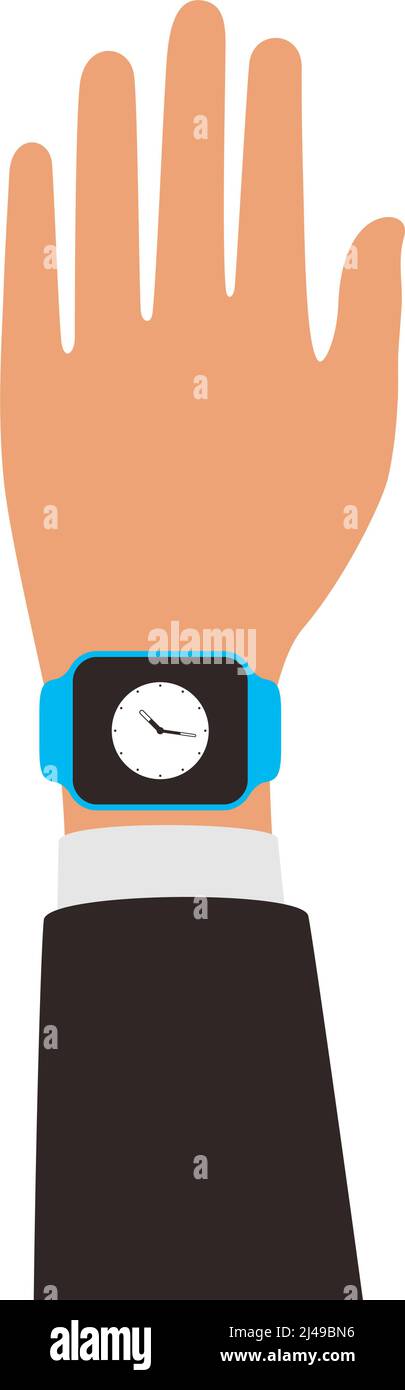 Man wearing fashion smart watch, vector illustration Stock Vector Image ...