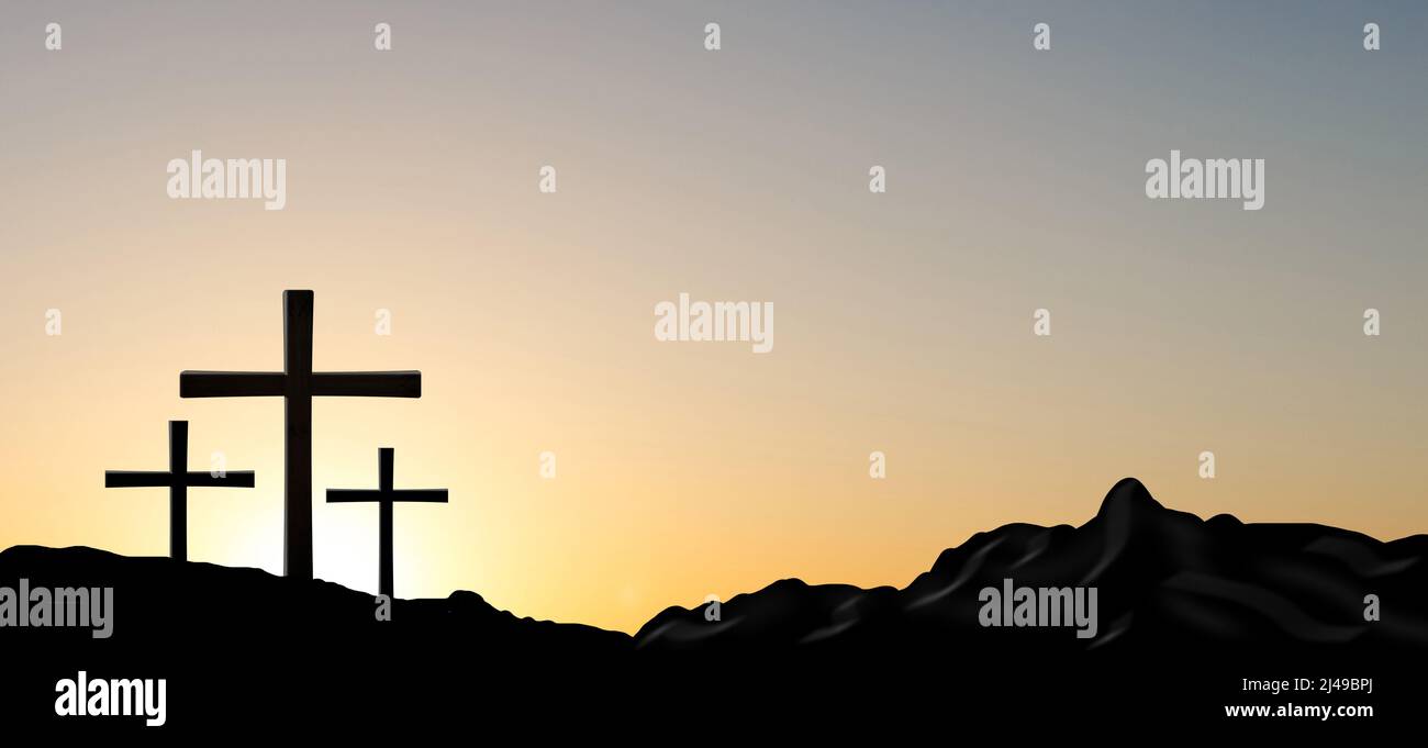 Three crosses on the mountain., Concept for Christian, Christianity ...