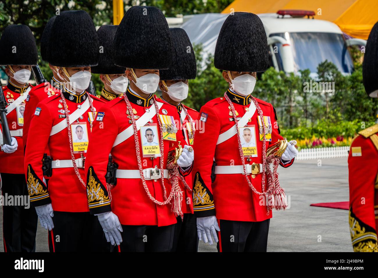 Royal guards rehearse in front of King Rama 1 Monument prior to the ...