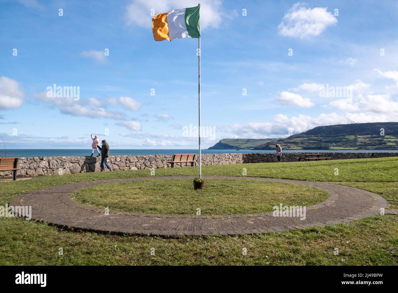 Green White and Orange of the Irish Tricolour Flag flying over the ...