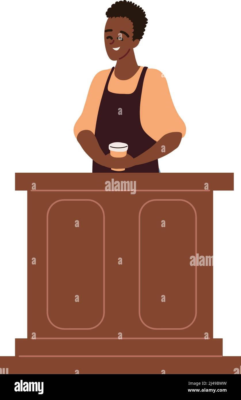 barista behind of counter Stock Vector Image & Art - Alamy