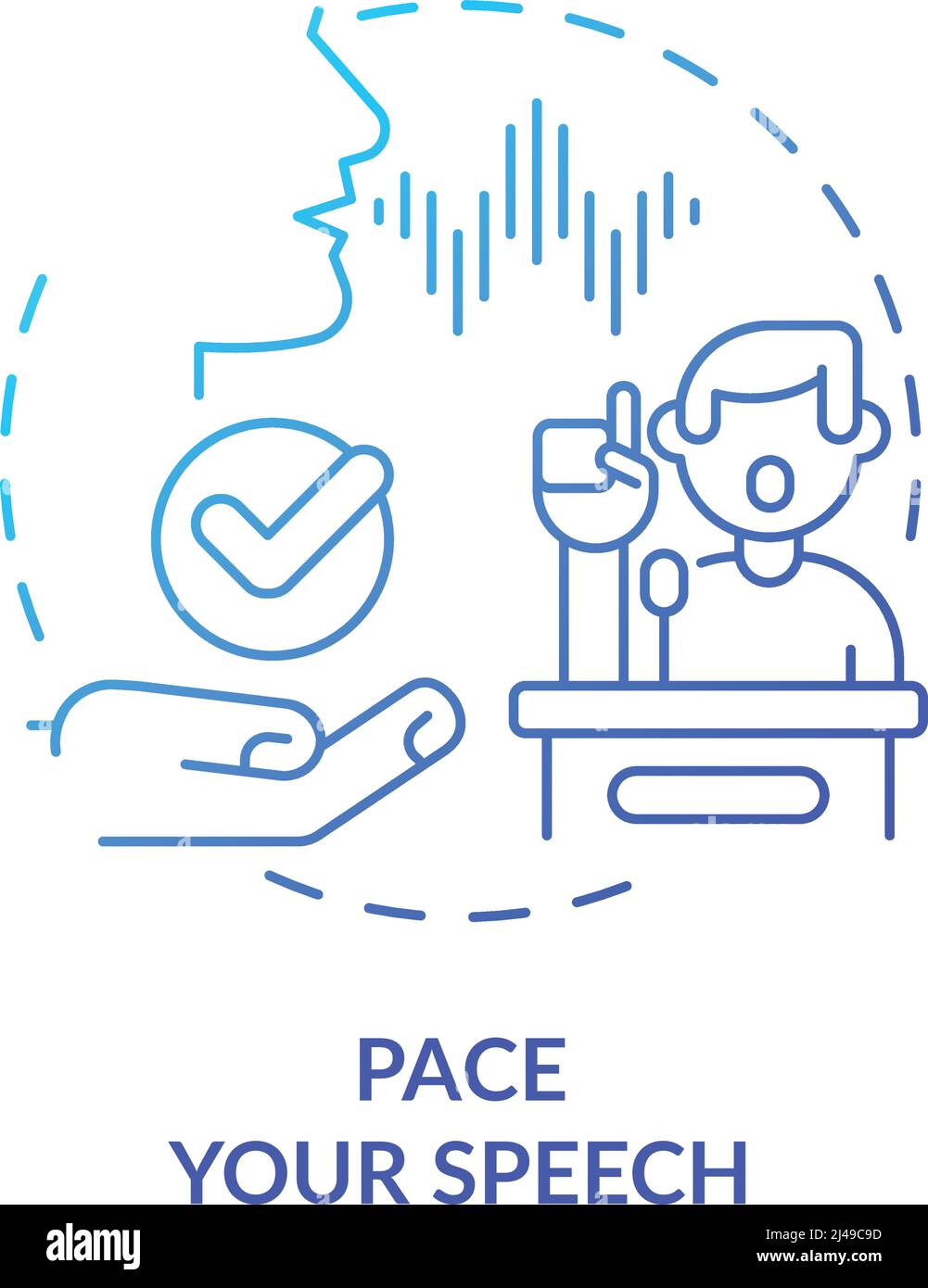 Pace your speech blue gradient concept icon Stock Vector Image & Art ...