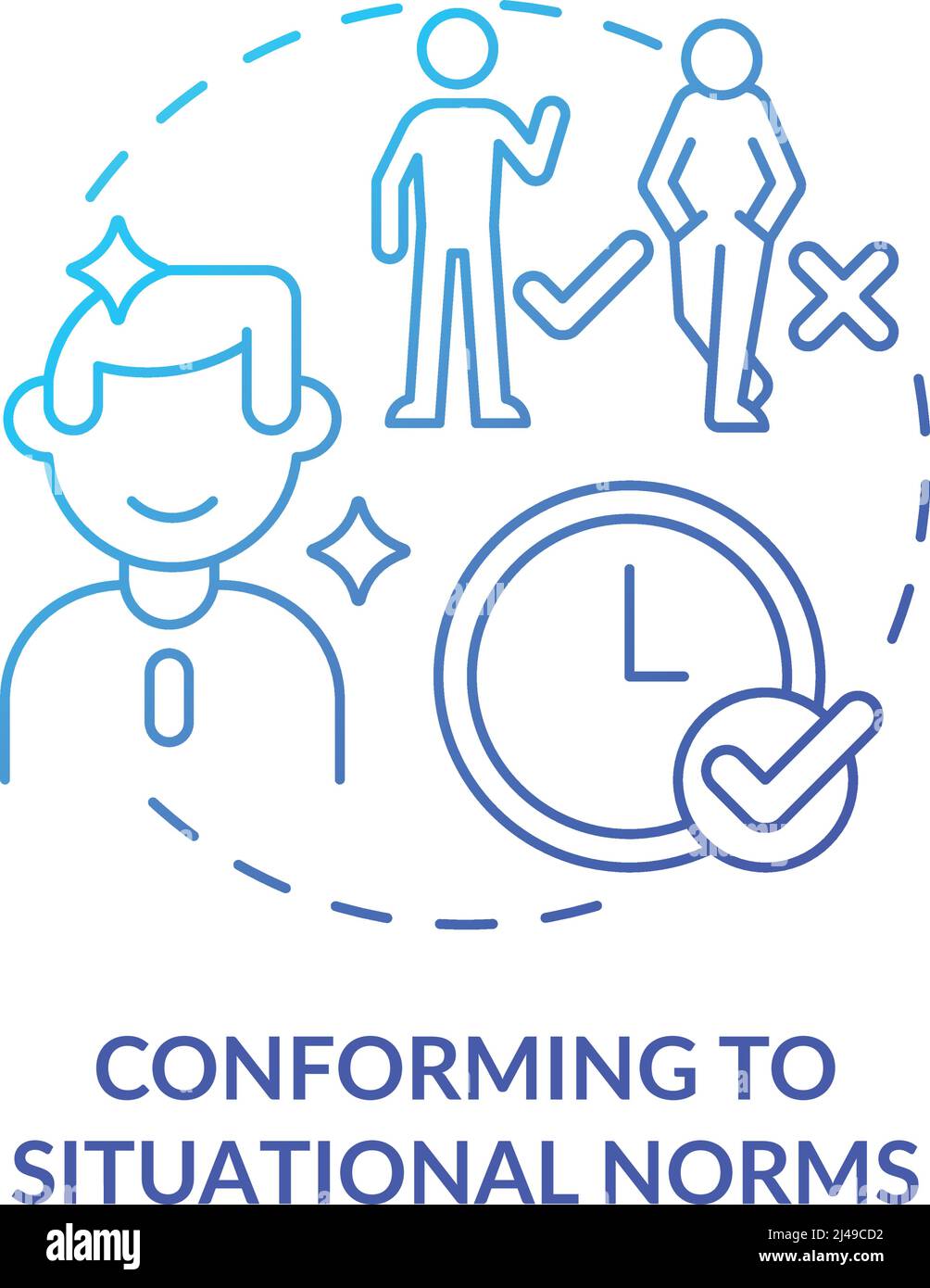 Conforming to situational norms blue gradient concept icon Stock Vector ...