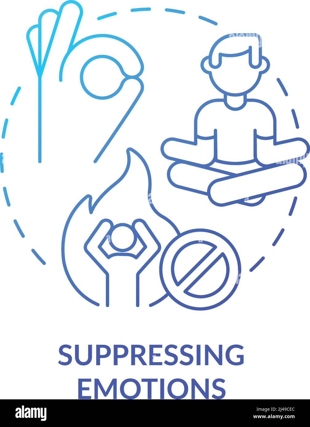 Suppressing emotions blue gradient concept icon Stock Vector Image ...