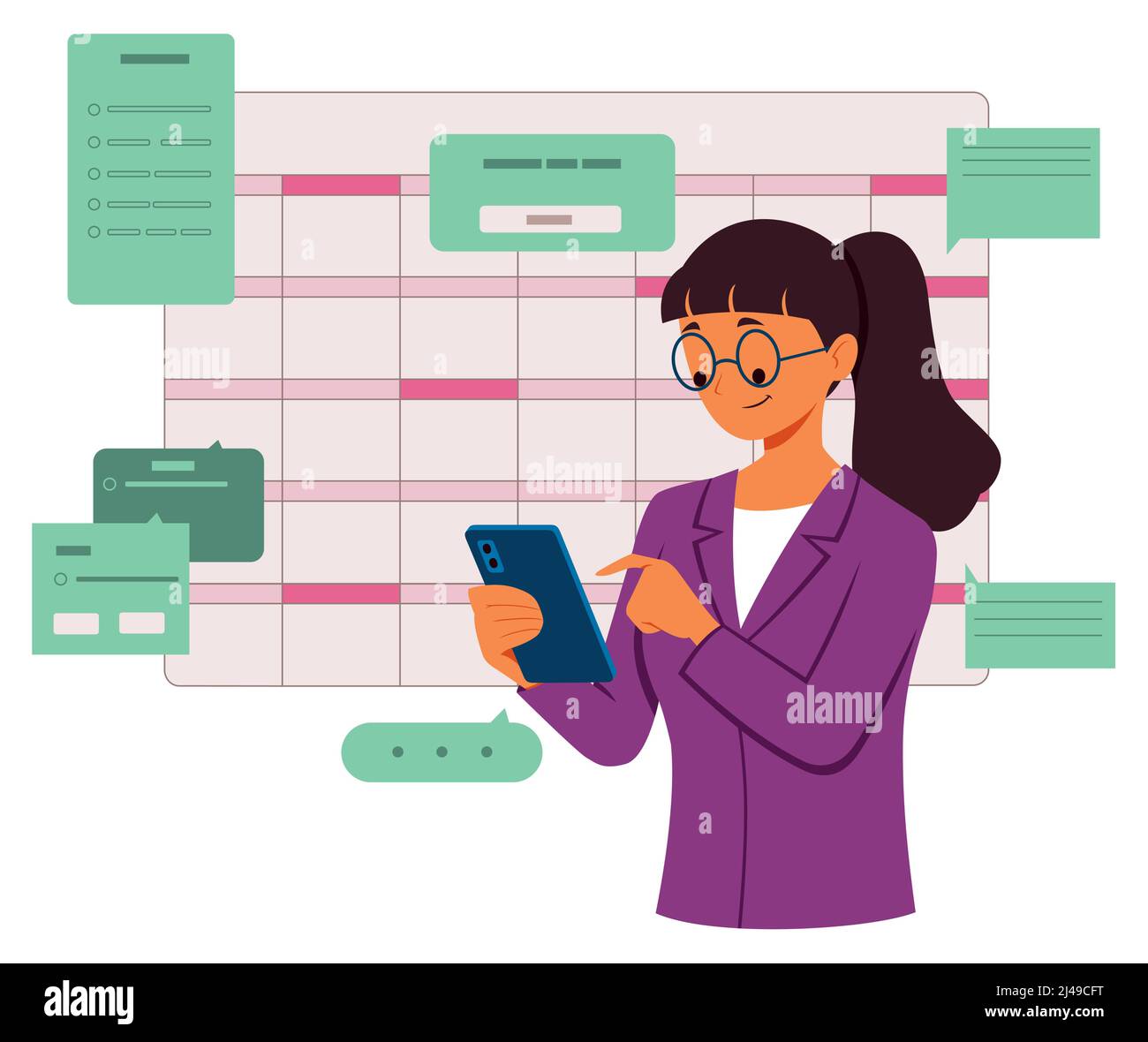Business Woman Planning Calendar Stock Vector Image & Art - Alamy