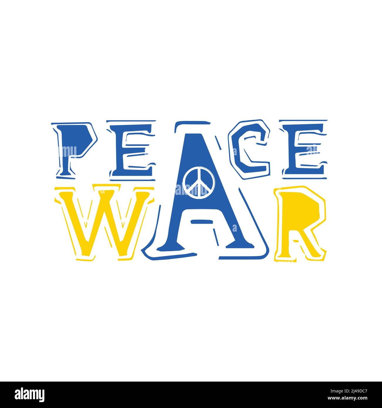 Peace war lettering with no war symbol in ukrainian colors. Typography ...