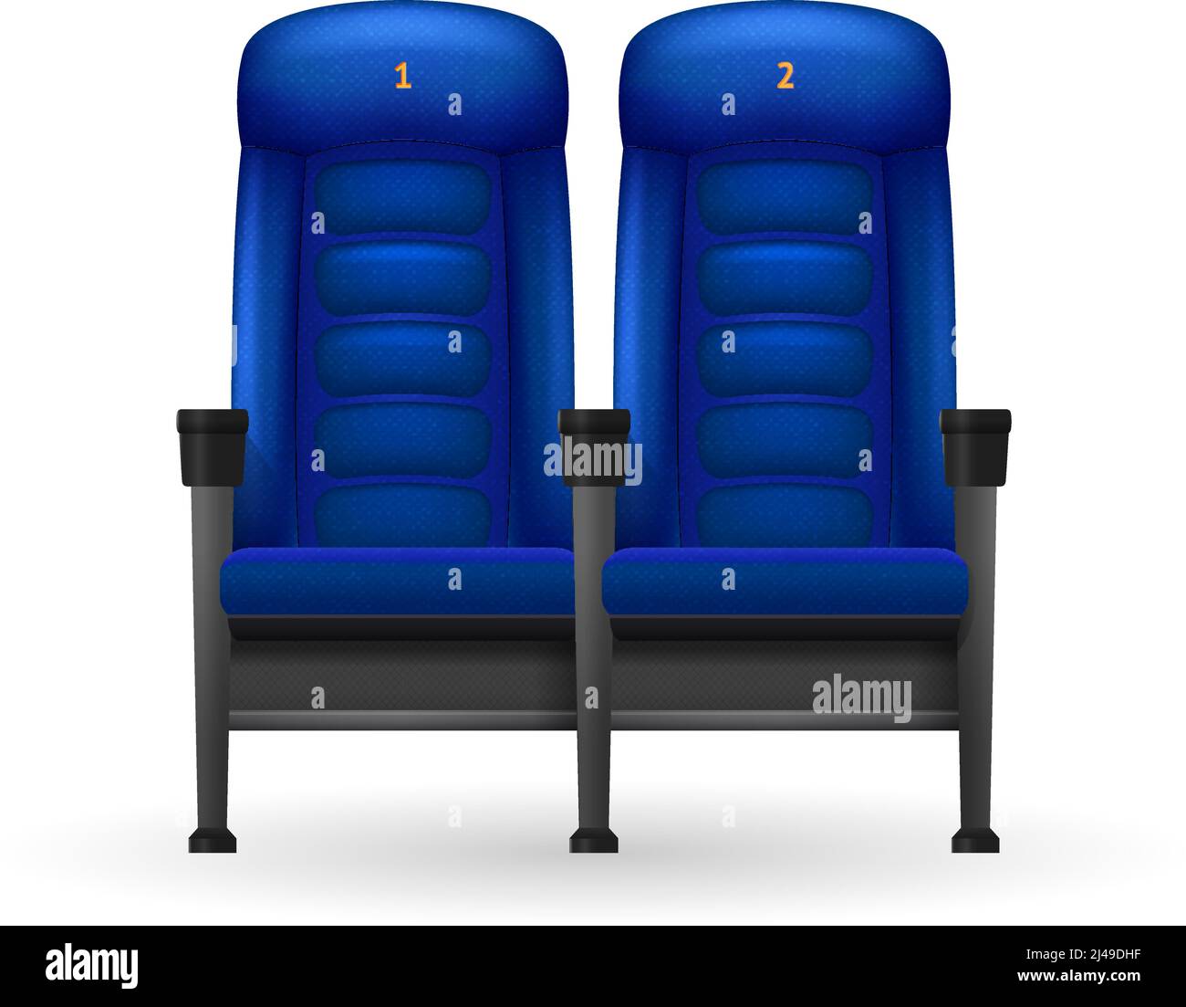 Blue comfortable realistic cinema seats set for cinema visiting vector ...