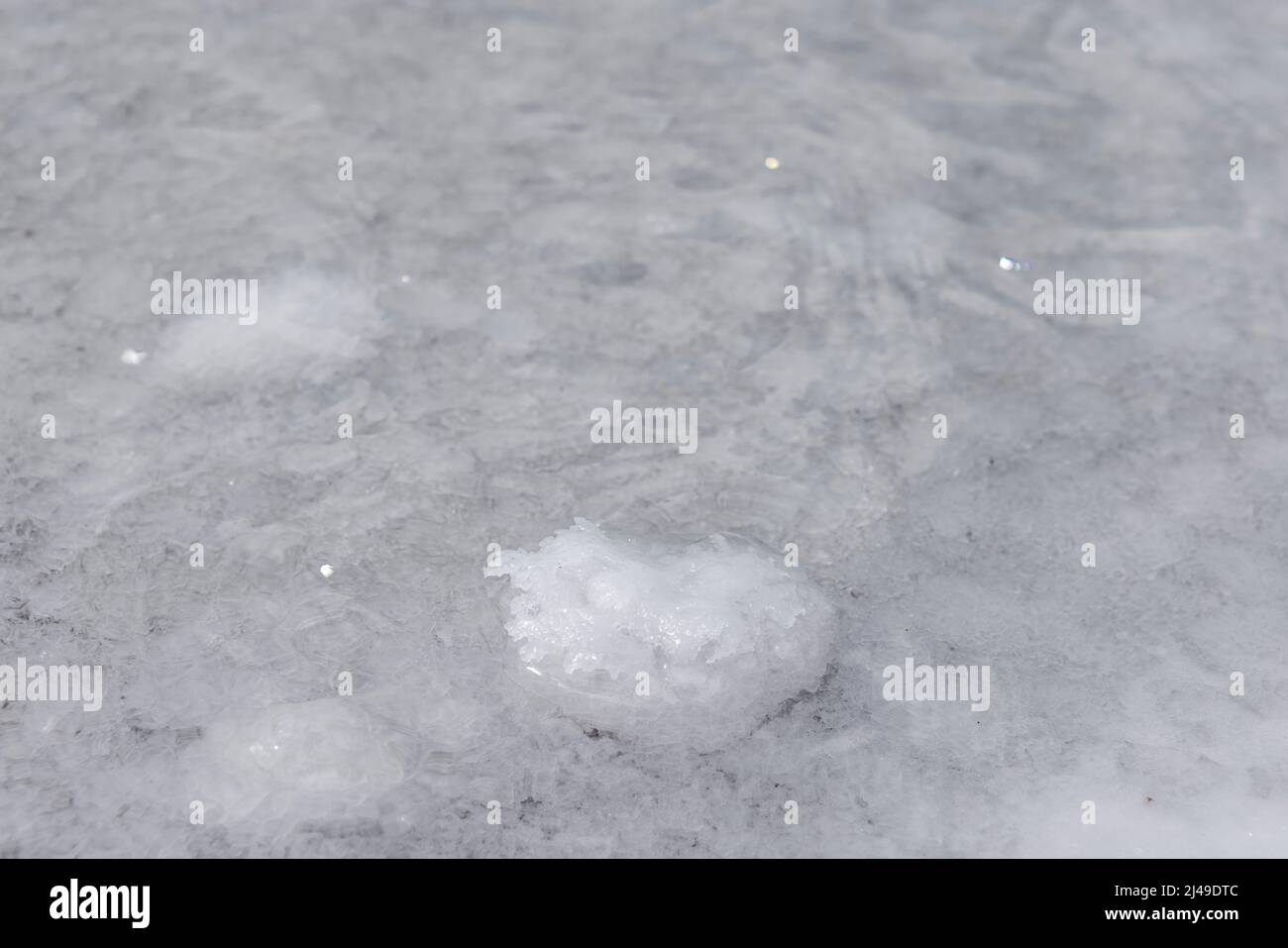 Shallow water covered with salt crystals at the Jan Thiel Salt Flats on ...