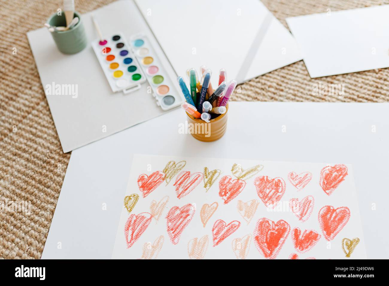 Child draw a lot of hearts Stock Photo - Alamy