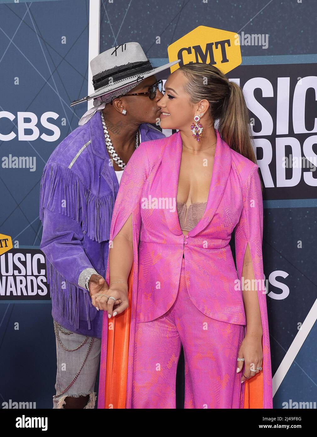Jimmie Allen, Alexis Gale attend the 2022 CMT Music Awards at Nashville ...