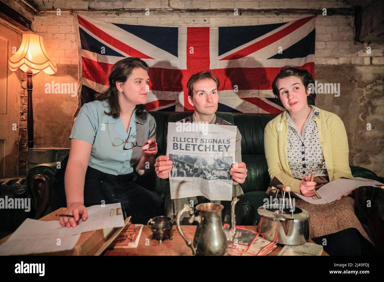London, UK, 13th April 2022. Amelia Stephenson, Timothy Styles and Beth ...