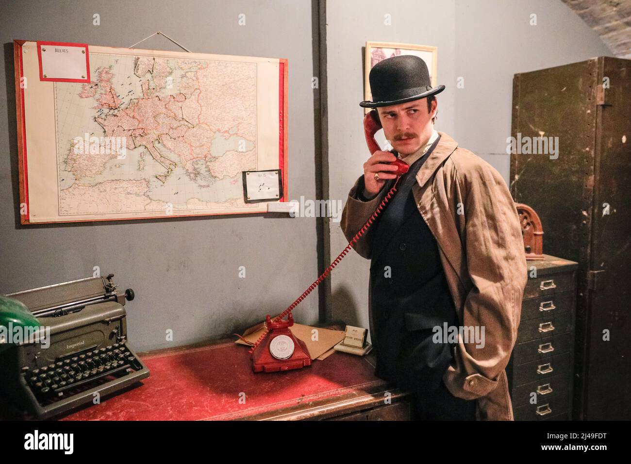 London, UK. 13th Apr, 2022. Actor Christopher Styles on the "red phone ...