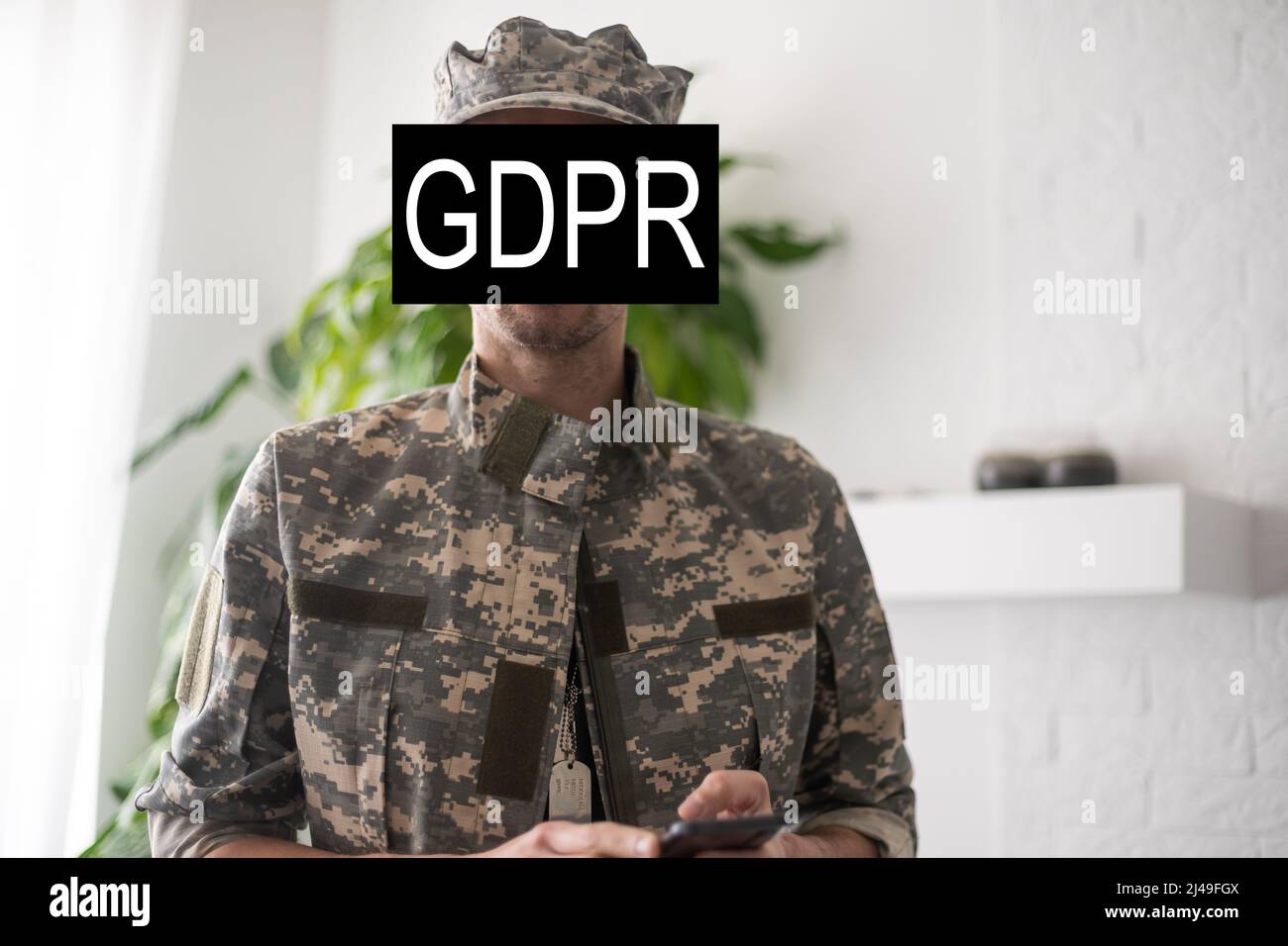 GDPR - General Data Protection Regulations Military concept. Soldier ...
