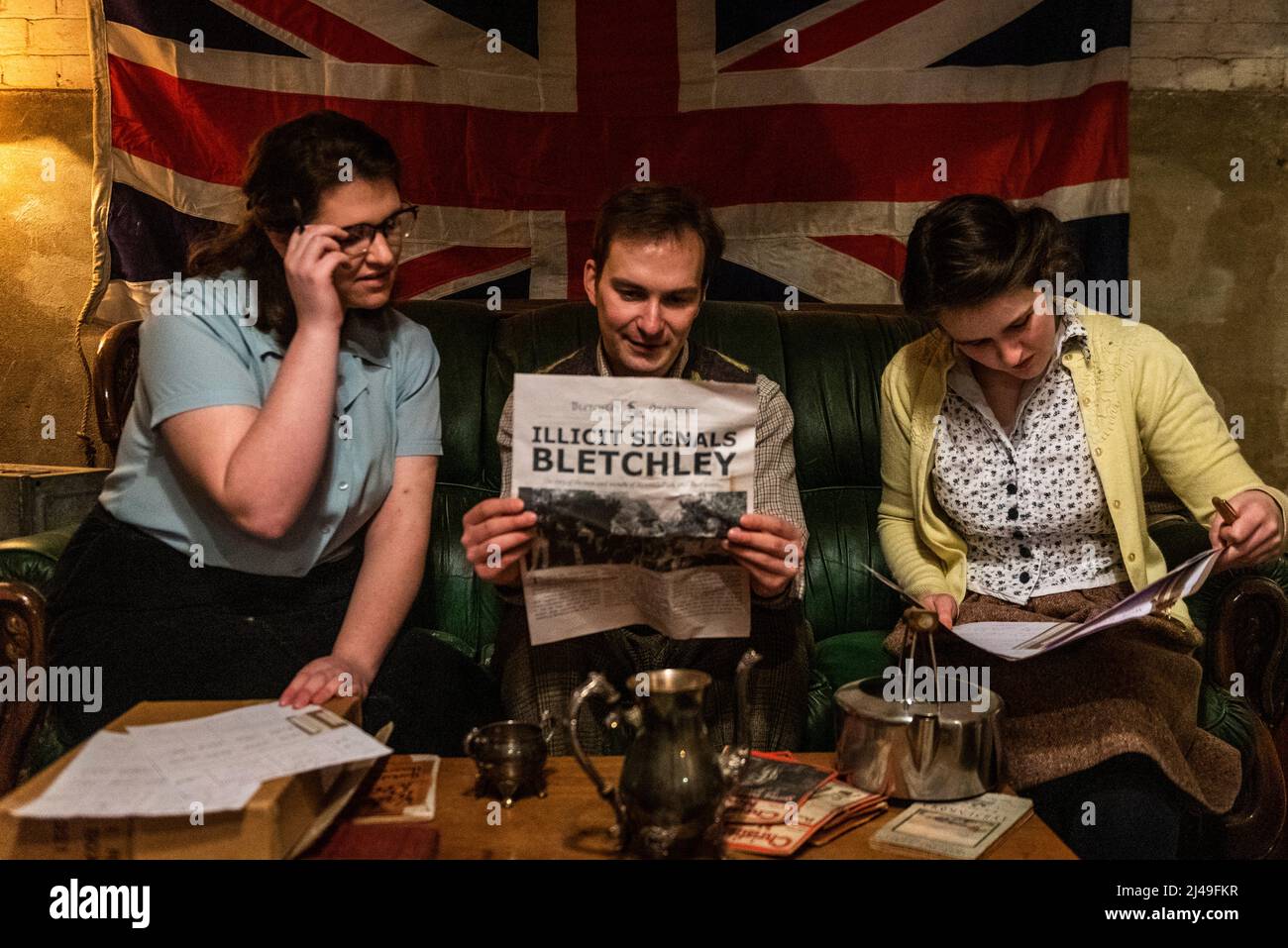 London, UK. 13 April 2022. (L) Amelia Stephenson (Joan Clarke), Timothy ...