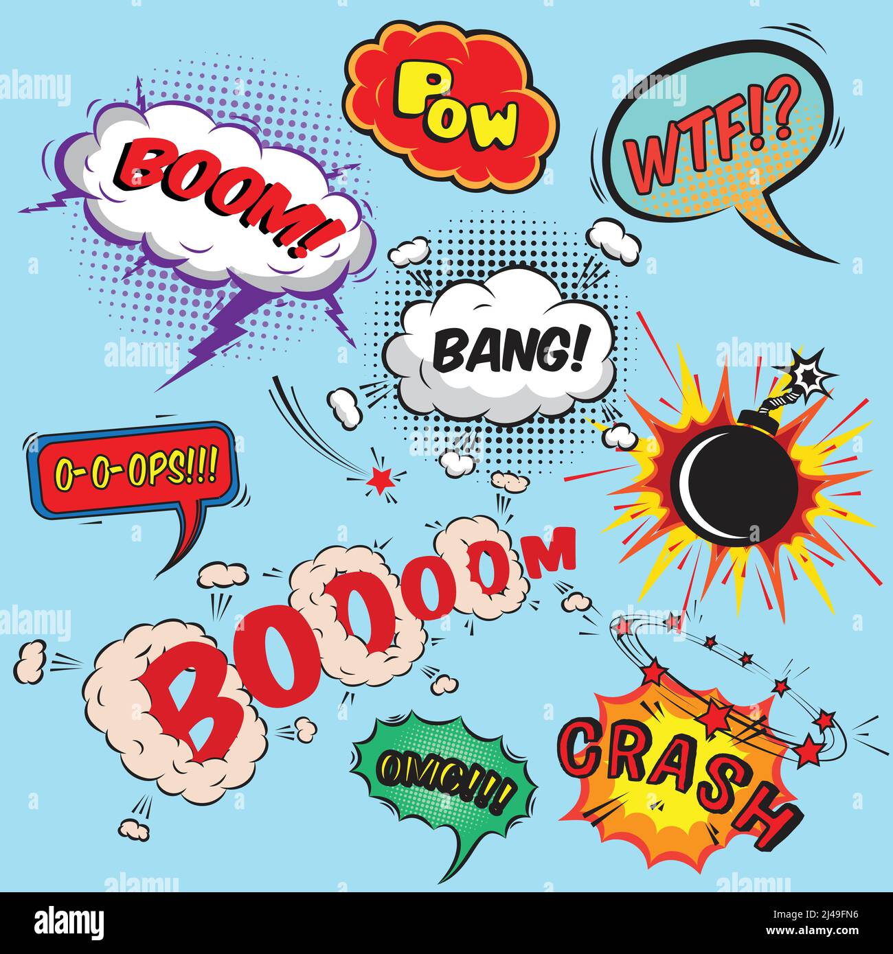Comic speech bubbles design elements collection isolated vector ...