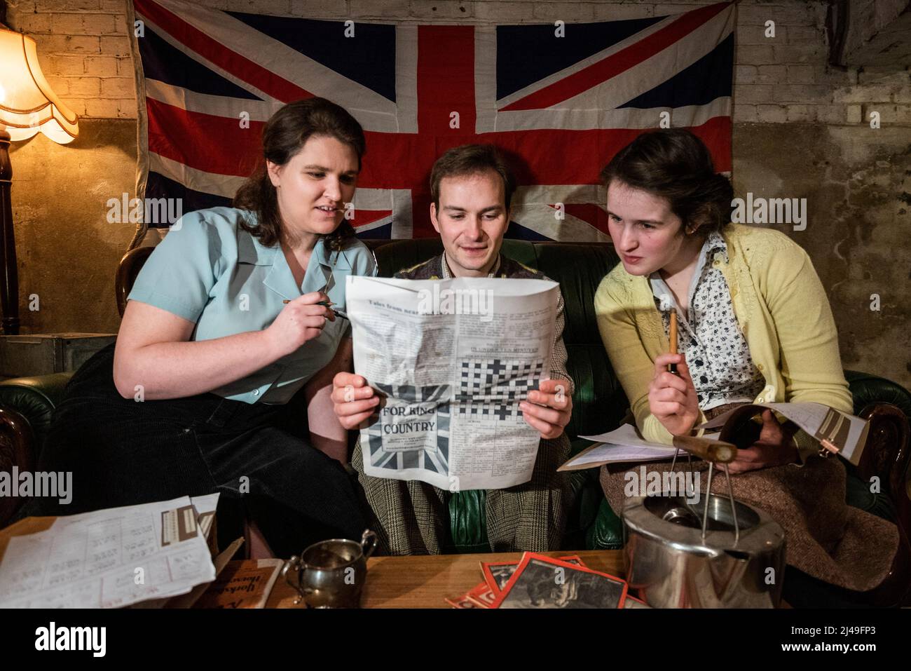 London, UK. 13 April 2022. (L) Amelia Stephenson (Joan Clarke), Timothy ...