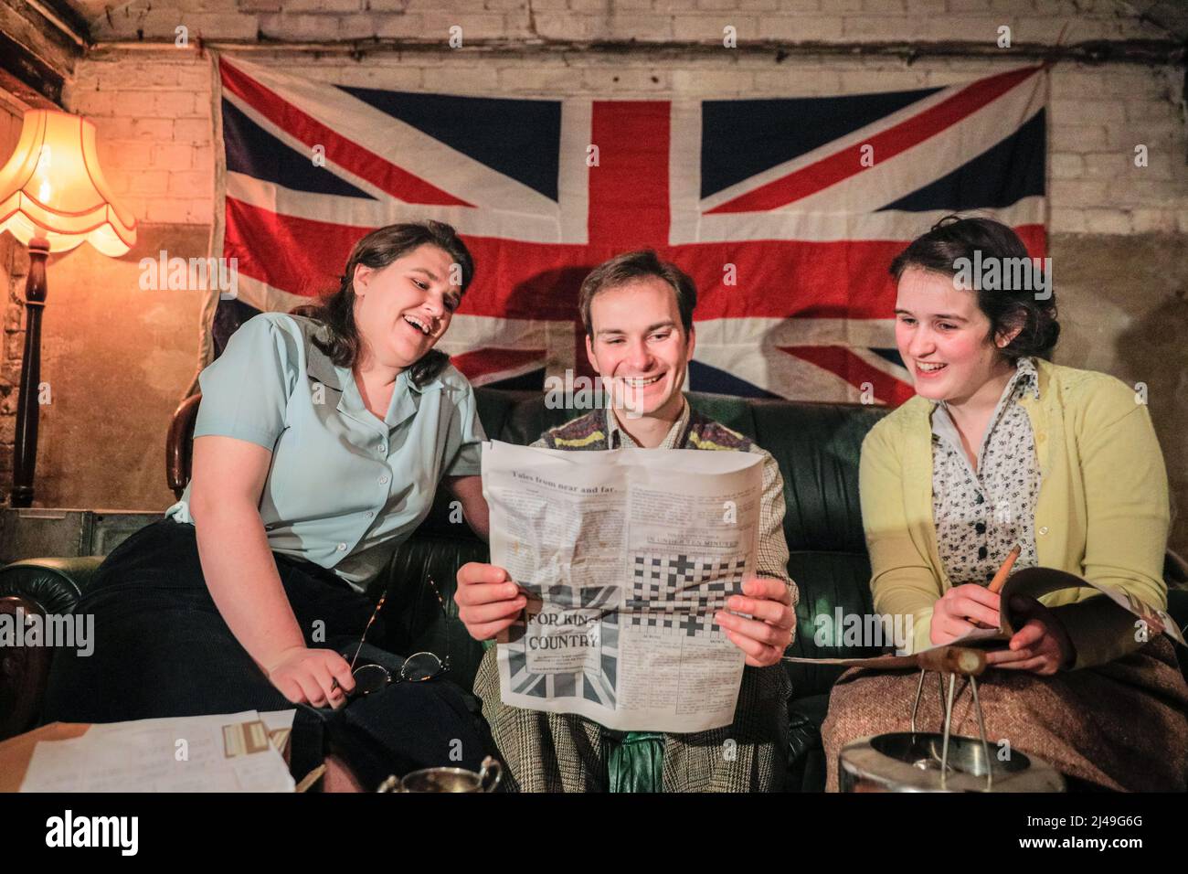 London, UK, 13th April 2022. Amelia Stephenson, Timothy Styles and Beth ...