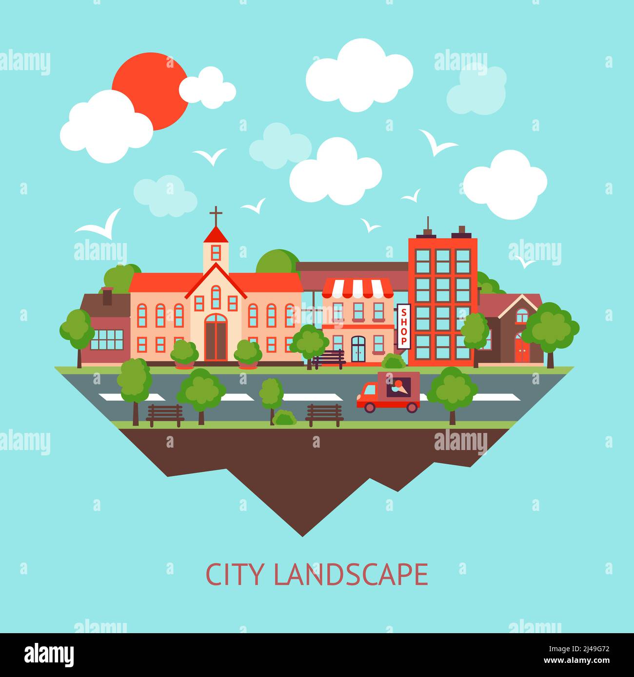 City summer street urban town scape abstract background vector ...