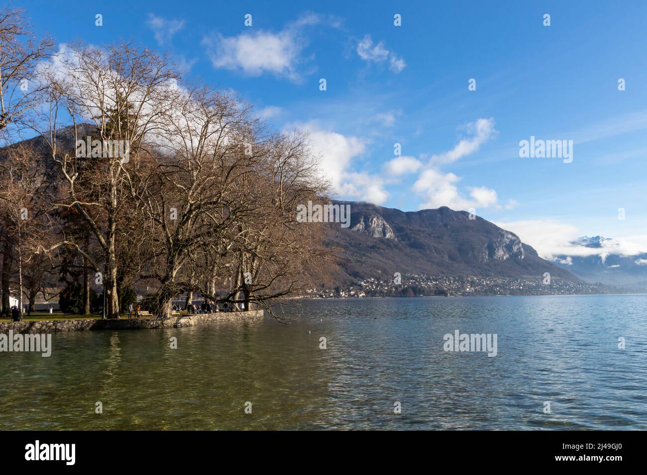 Annecy lake waterfront, scenic landscape of mountain glacial lake in ...
