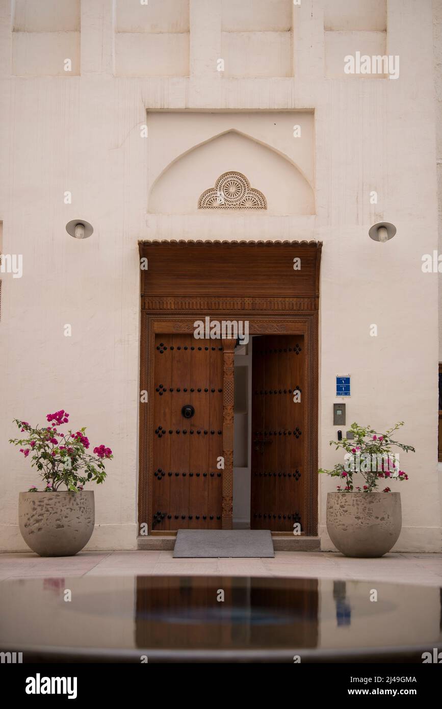 Doha ,Qatar-19/04/2022: Old Decorative Main Entrance Wooden Door Stock ...