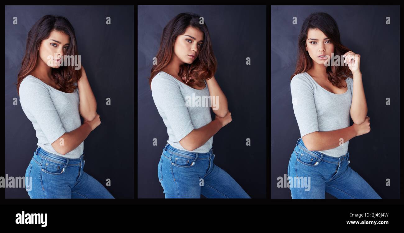 Giving you that look. Composite shot of a beautiful young woman posing ...